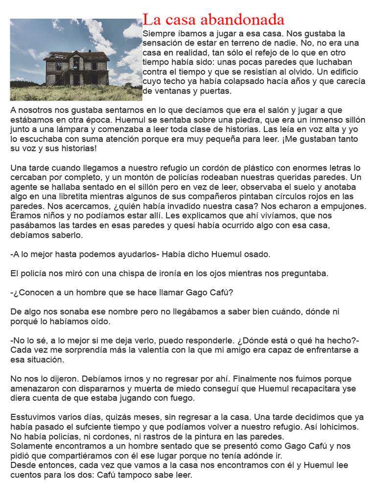 Texto La Casa Abandonada | PDF