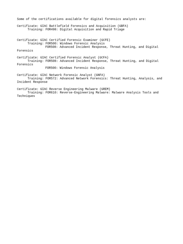 Certificate List | PDF