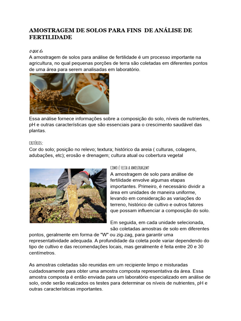 Amostragem do solo | PDF | Solo | Agricultura