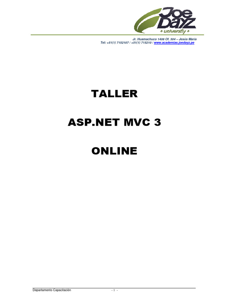 Taller Asp - Net MVC3 | PDF | Software | Ciencias de la Computación