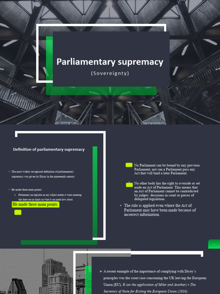 Parliamentary Supremacy | PDF | Parliament Of The United Kingdom ...