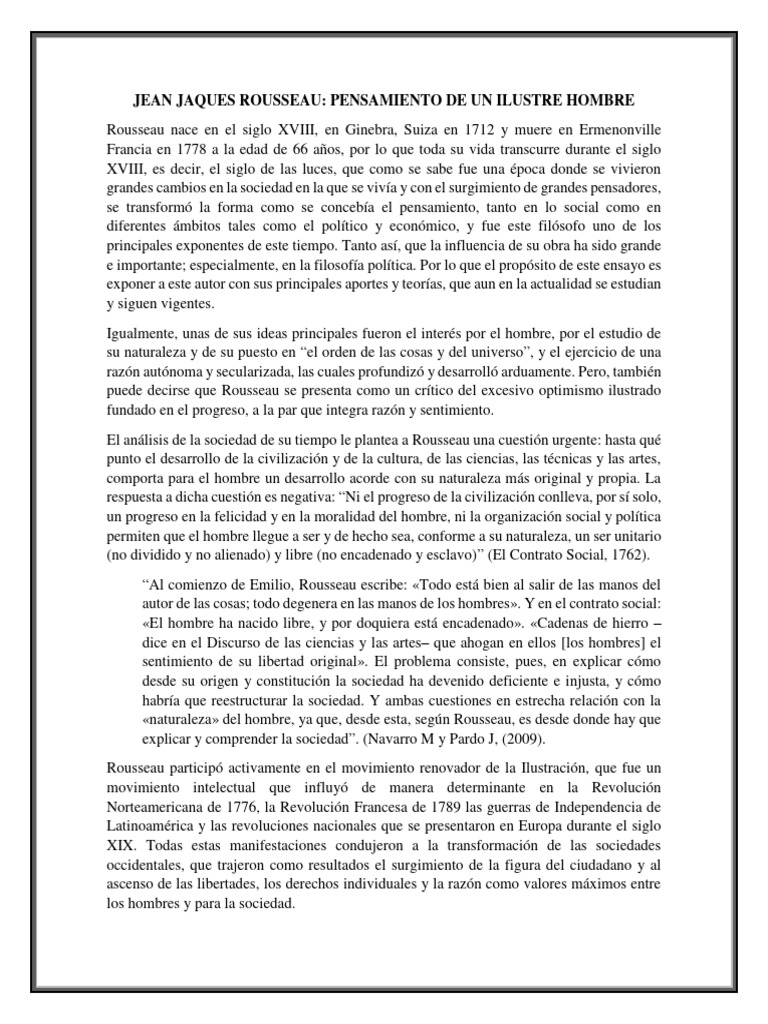 Jean Jaques Rousseau | PDF | Jean-Jacques Rousseau | Contrato social