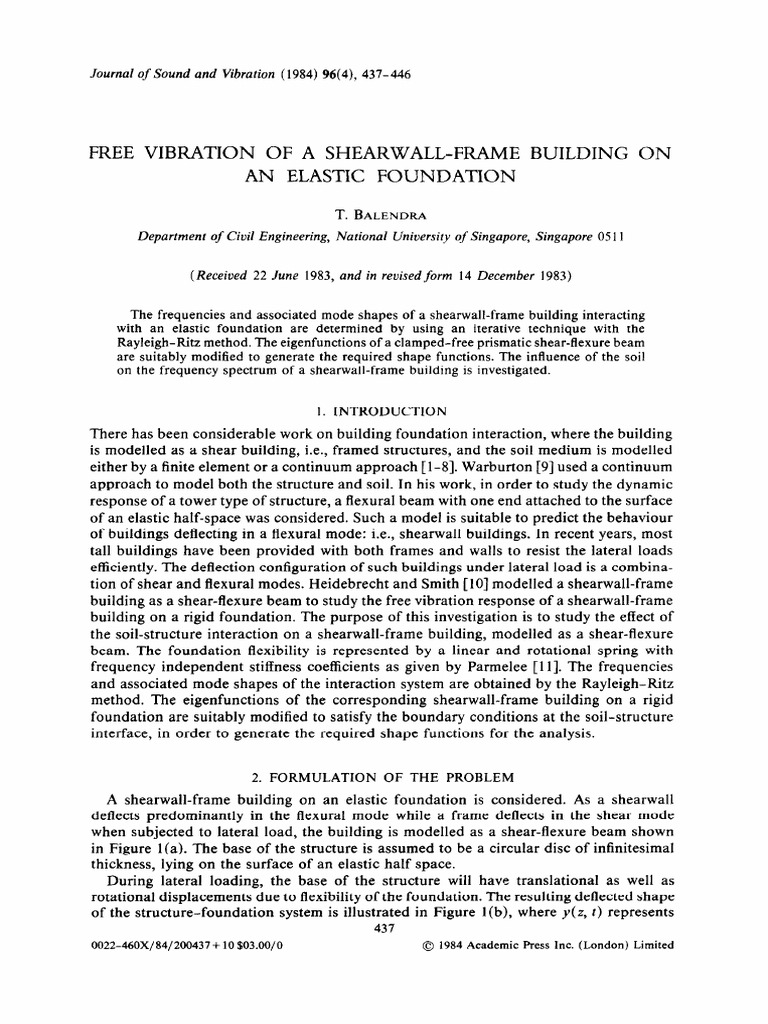 Free Vibration of Shearwall-Frame Buildings | PDF | Beam (Structure ...