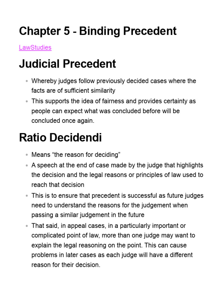 Chapter 5 - Binding Precedent | PDF | Precedent | Appeal