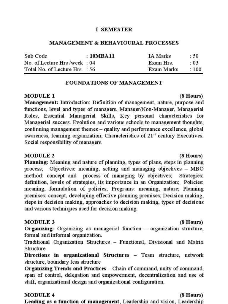 MBA Syllabus | PDF | Performance Appraisal | Human Resource Management