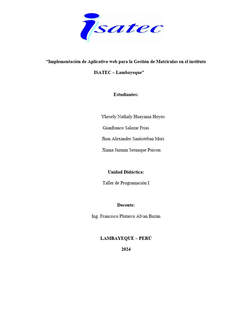 Implementación de Aplicativo Web para La Gestión de Matriculas en El ...
