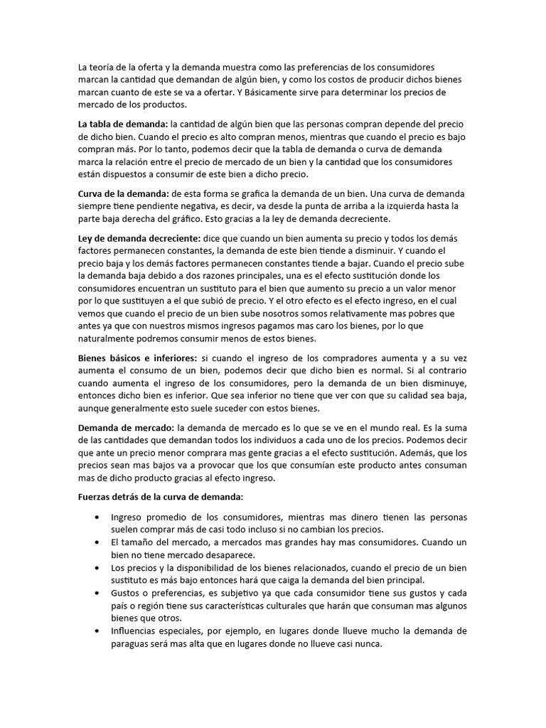 Resumen Cap 3 Samuelson | PDF | Oferta y demanda | Oferta (economía)