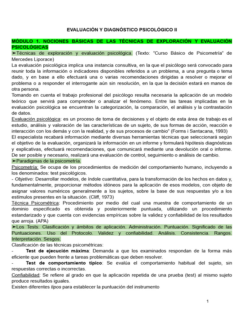 Resumen Evaluacion y Diagnostico II | PDF | Validez (Estadísticas) | Atención