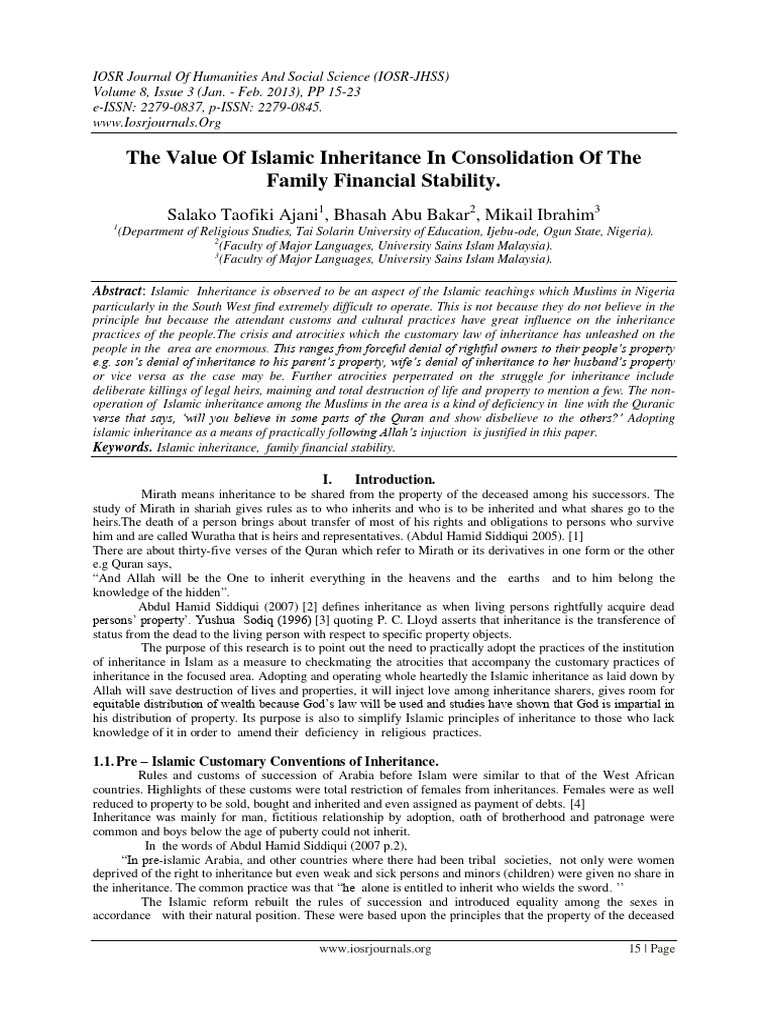 The Value of Islamic Inheritance | PDF | Inheritance | Abrahamic Religions