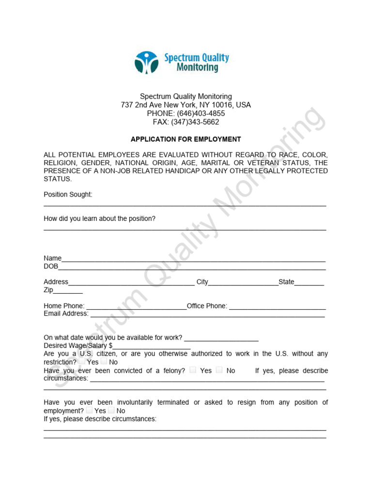Employment Application Form Template | PDF | Employment | Justice