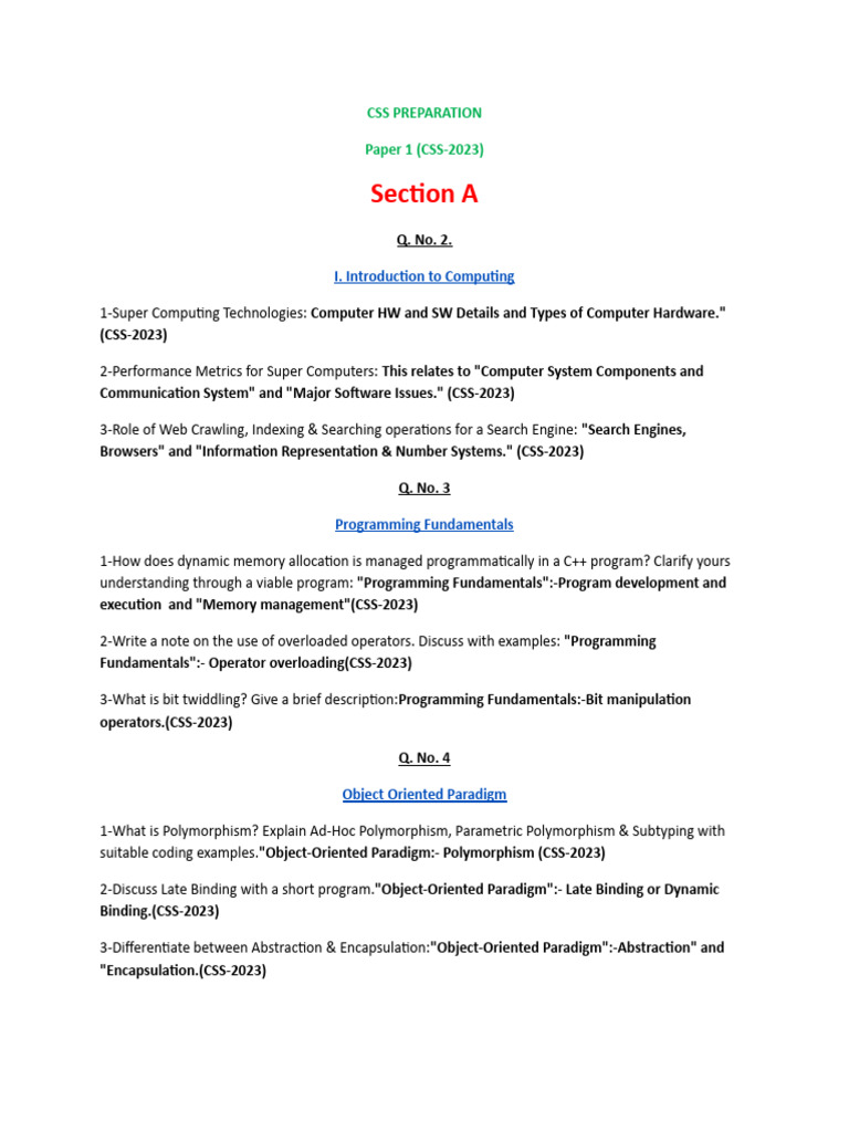 CSS Exam Prep for Computer Science | PDF | Class (Computer Programming) | Parsing