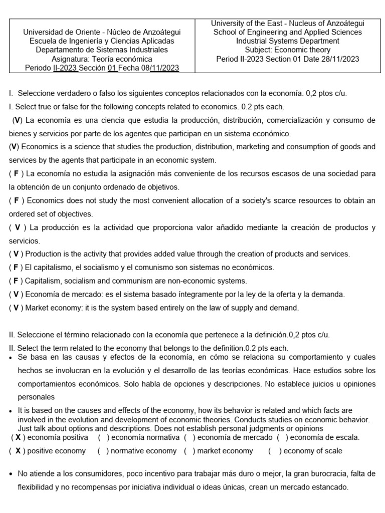 Exámen de Teoría Económica | PDF | Monopolio | Oferta (economía)