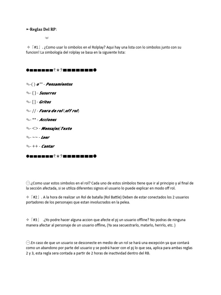 Reglas de Simbología en Rolplay | PDF
