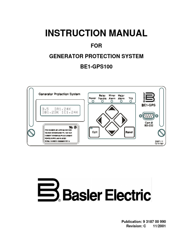 BE1 GPS100 IMPackage | PDF | Relay | Power Supply
