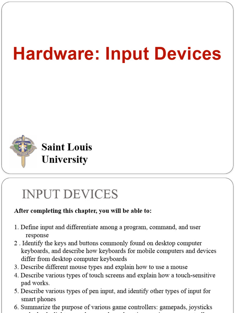 ITCS Lec5 - Hardware Input Devices | PDF | Computer Keyboard | Pixel
