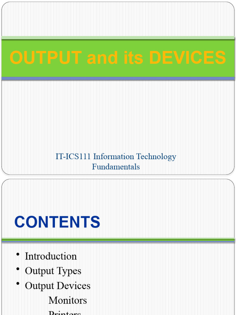 Itcs Lec6 Hardware Output | PDF | Printer (Computing) | Computer Monitor