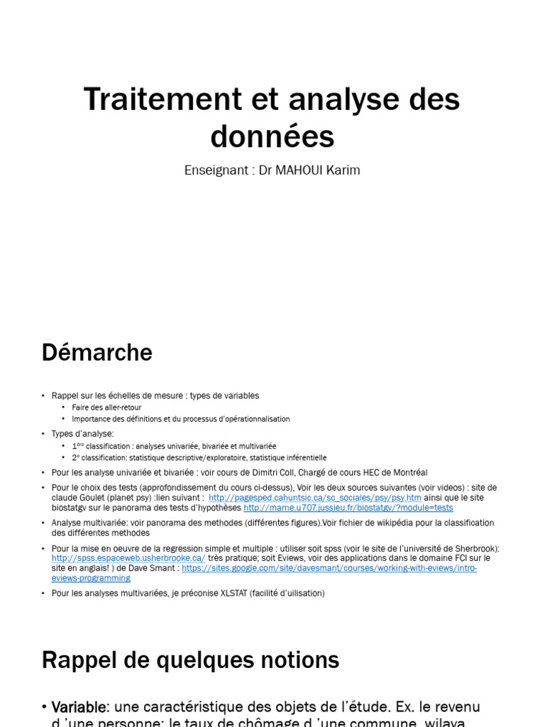 Leçon 12 Analyse Univariée Et Analyse Bivariée | PDF | Test d'hypothèse ...