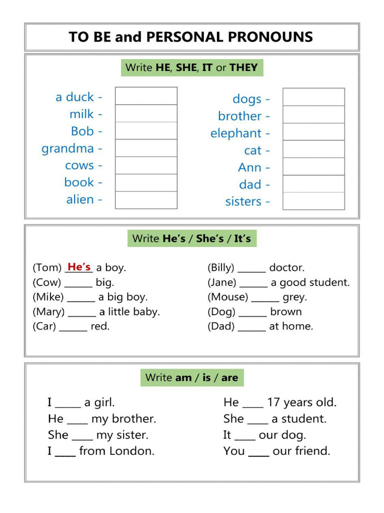 tp 1 pronombres y verbo to be | PDF