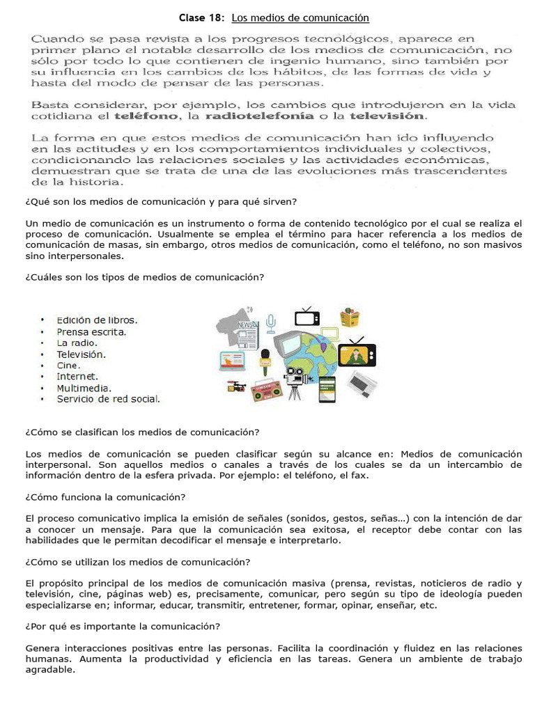 18 - Los Medios de Comunicación | PDF | Medios de comunicación ...