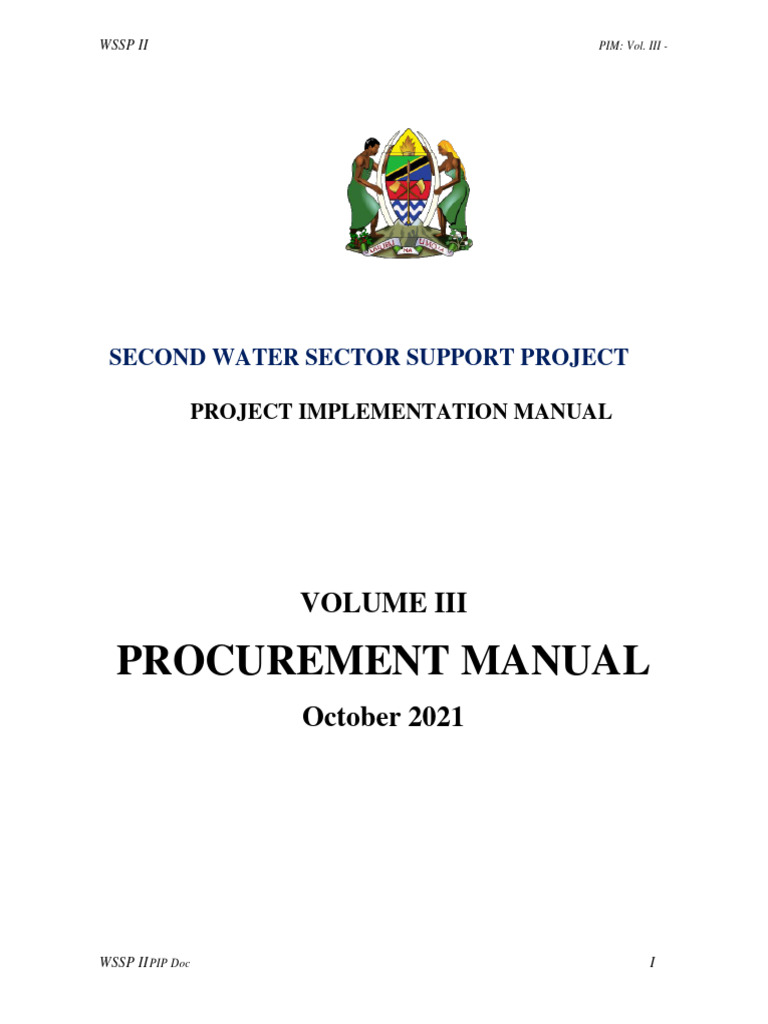 Sw1640248073-Revised PIM VOL III PROCUREMENT MANUAL - WSSP II | PDF | Procurement | Economies