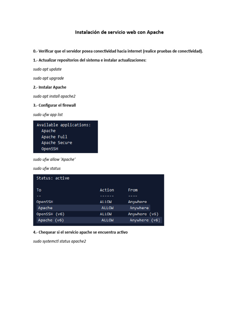 Instalación de servicio web con Apache | Descargar gratis PDF | Servidor HTTP Apache | Red mundial