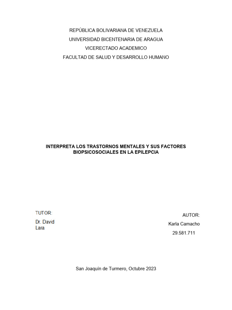 Informe Interpretativo Psicopatologia | PDF | Epilepsia | Psicosis