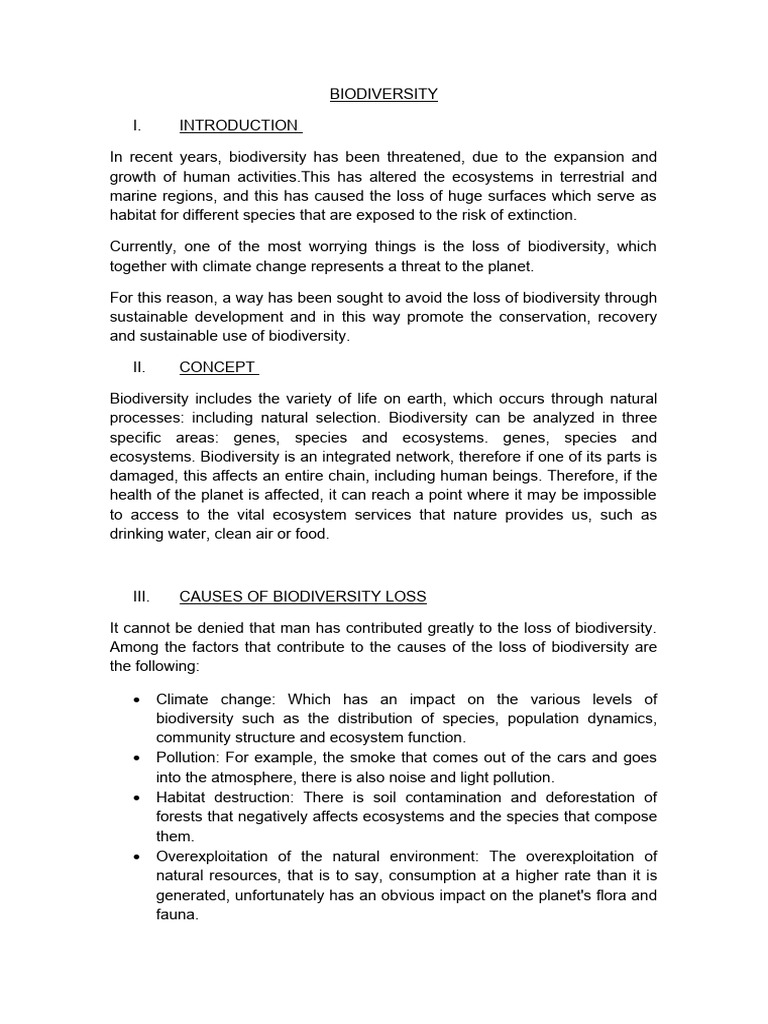 Biodiversity Essay | PDF | Biodiversity | Ecosystem