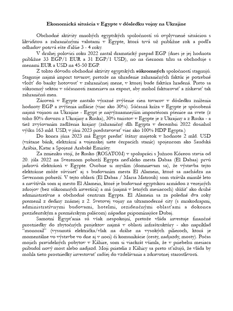 EGY Kríza V Dôsledku UKR + North Coast | PDF