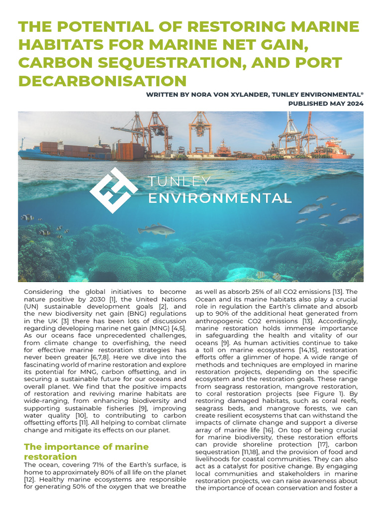 The Potential of Restoring Marine Habitats For Marine Net Gain, Carbon Sequestration, and Port ...