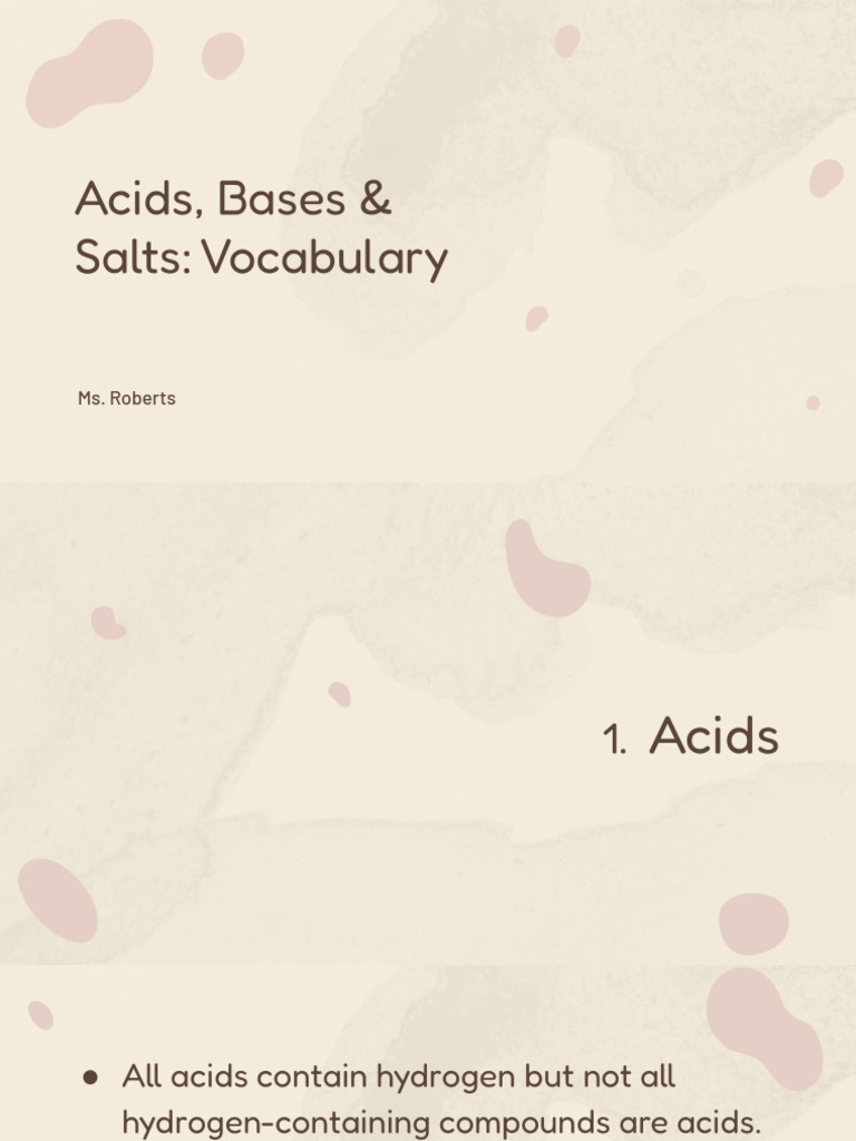 Acids,+Bases+&+Salts +vocabulary | PDF | Hydroxide | Acid
