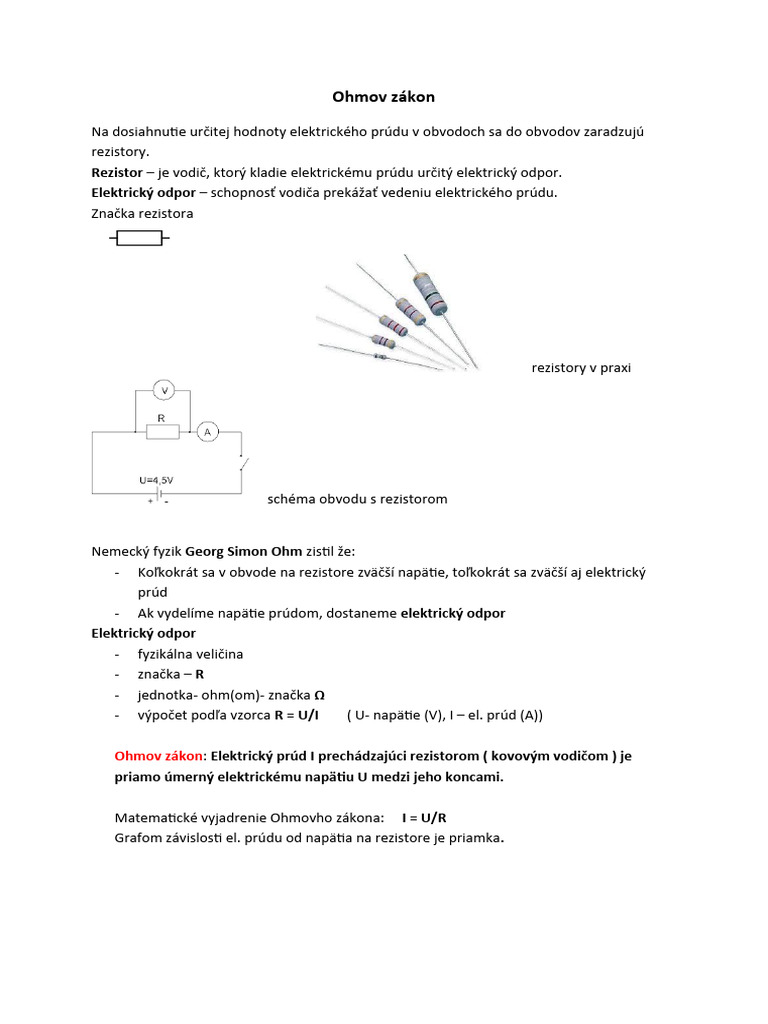 Ohmov Zákon | PDF