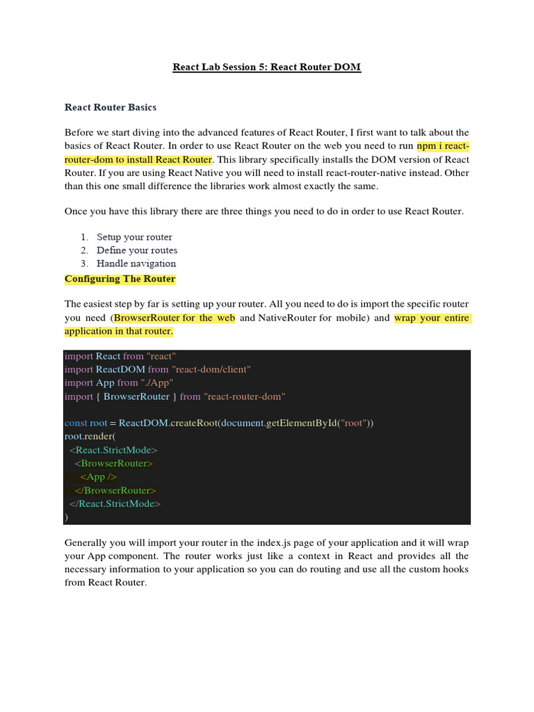React 5 Router Dom Pdf Parameter Computer Programming Computer Programming