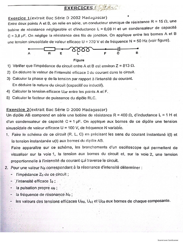 Exercices Circuit RLC | PDF
