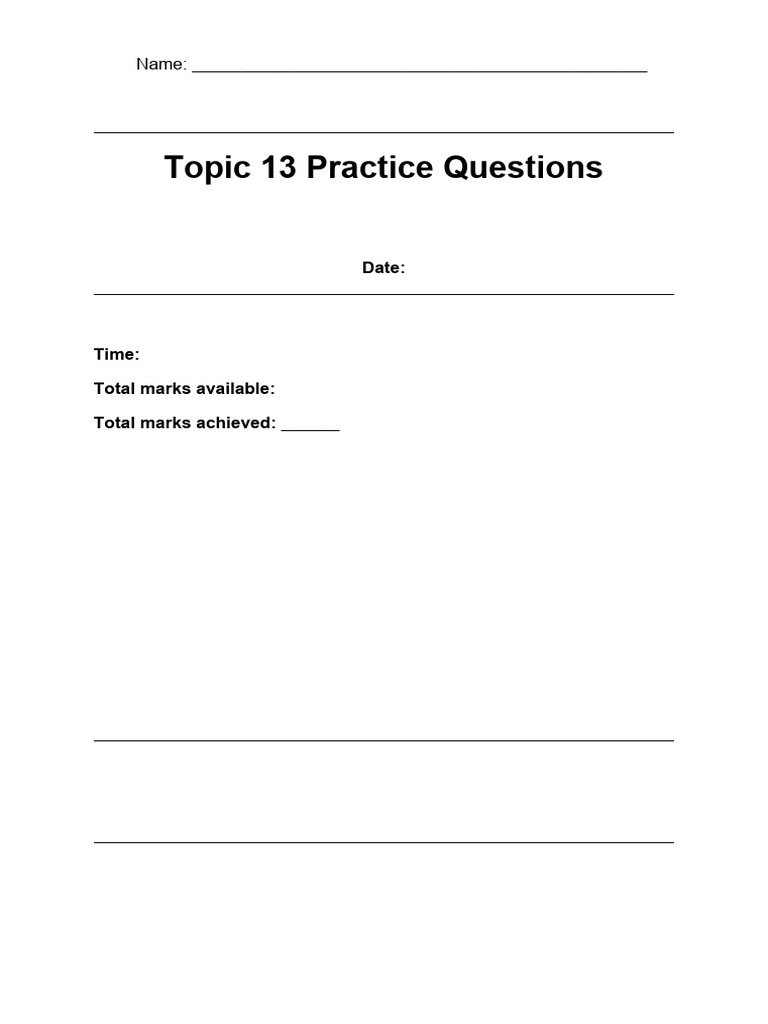 Topic 13 Exam Questions Practice | PDF | Atoms | Sets Of Chemical Elements