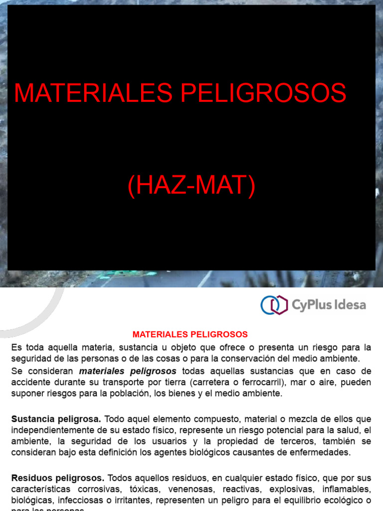 Materiales Peligrosos Cyplus | PDF | Mercancías peligrosas | Contaminación