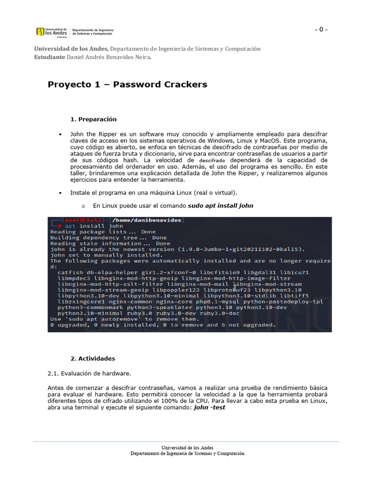 Proyecto 1 - Password Crackers | PDF | Contraseña | Archivo de computadora