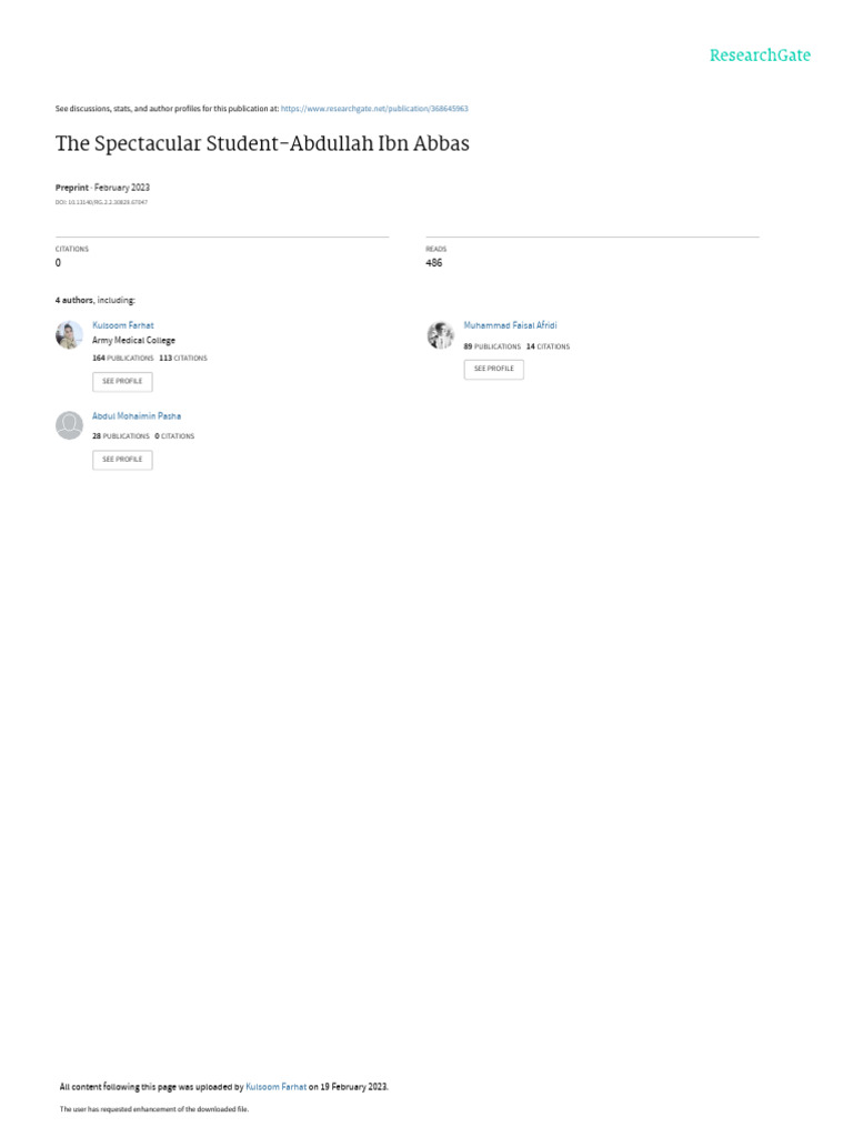 Abdullah Ibn Abbas | Download Free PDF | Muhammad | Abrahamic Religions