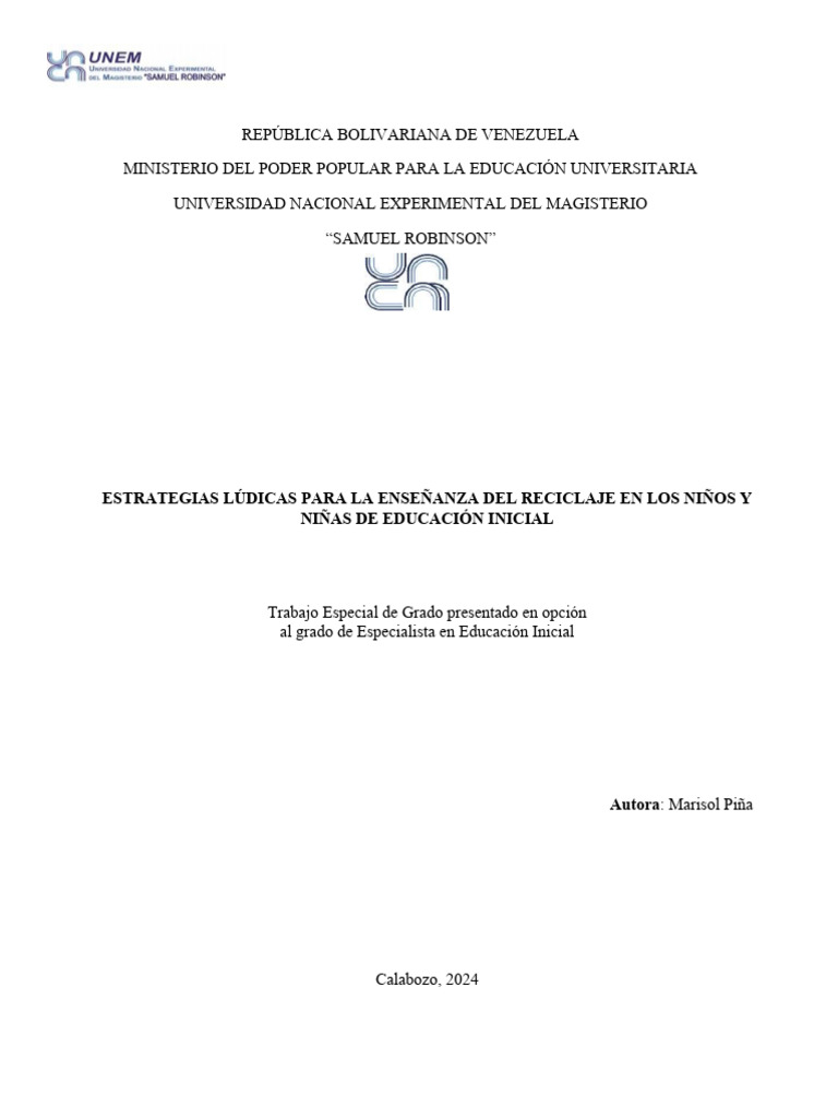 Marisol Piña INICIAL-1 - 041550 | PDF | Residuos