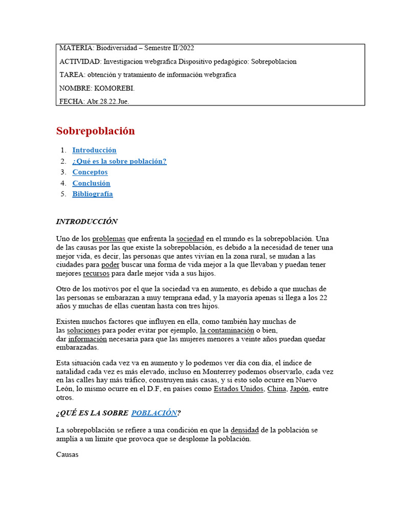 Sobrepoblación | PDF | Contaminación | Desintegración radioactiva