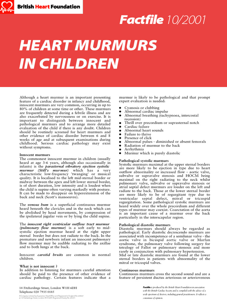 Heart Murmurs in Children: A Guide | PDF | Heart | Heart Valve