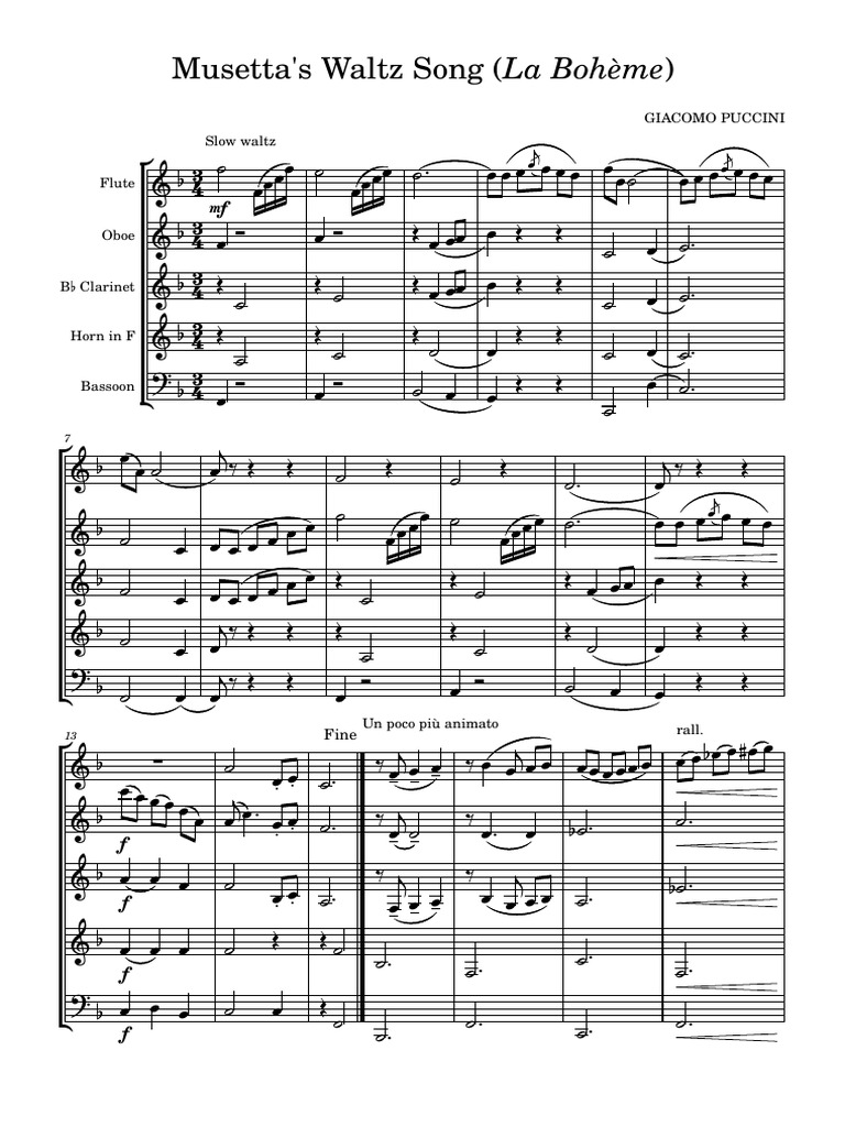 Musetta's Waltz Song (La Bohème) | PDF | La Bohème | Musical Compositions