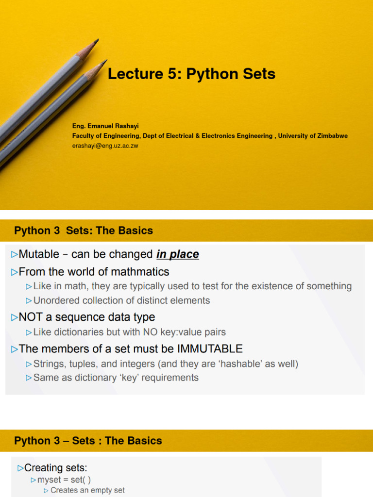 Lecture 5 Sets | PDF | Teaching Methods & Materials | Computers