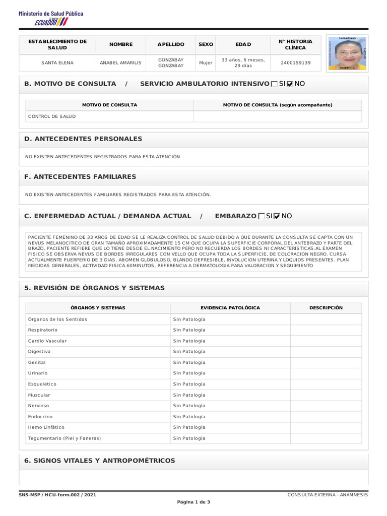 SNS_MSP_HCU_form_002_2021 | PDF | Enfermedades y trastornos | Ciencias ...