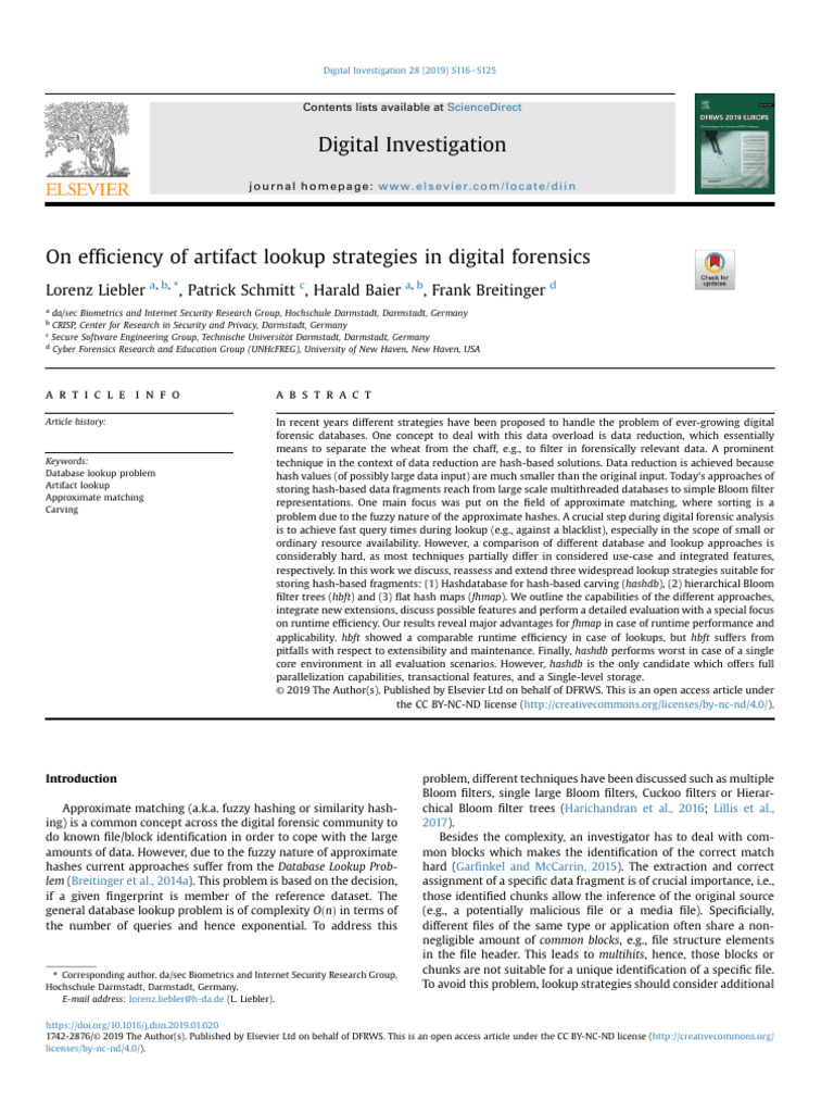 Digital Investigation: Lorenz Liebler, Patrick Schmitt, Harald Baier, Frank Breitinger ...