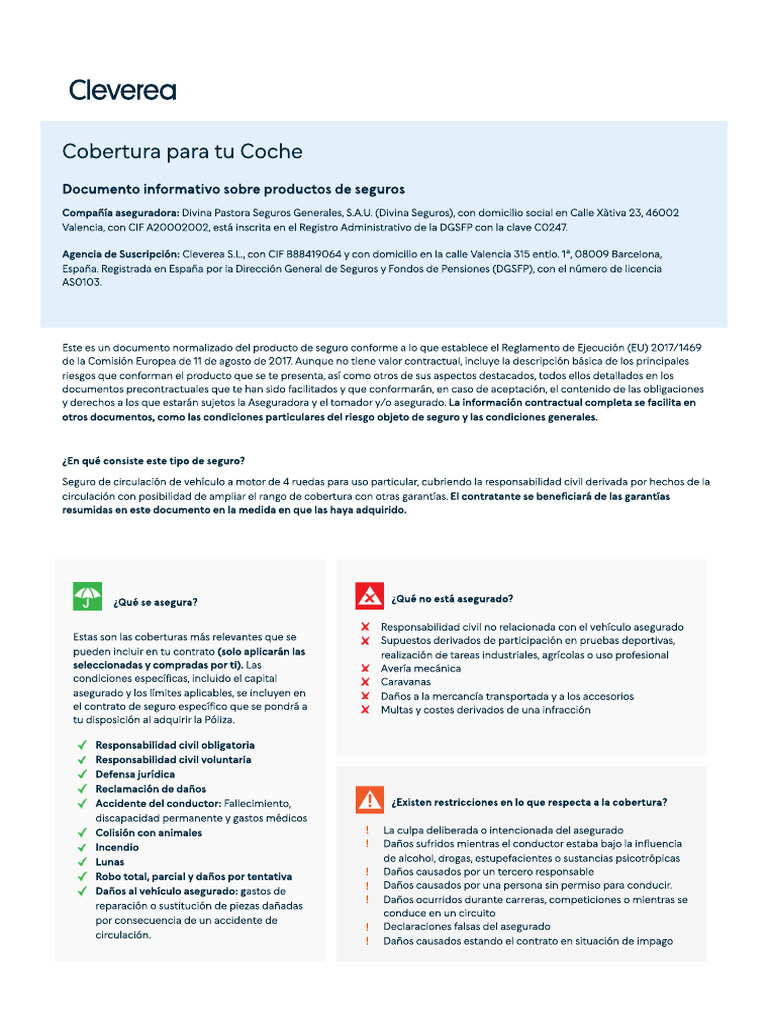 IPID Car ES | PDF | Seguro | Póliza de seguros