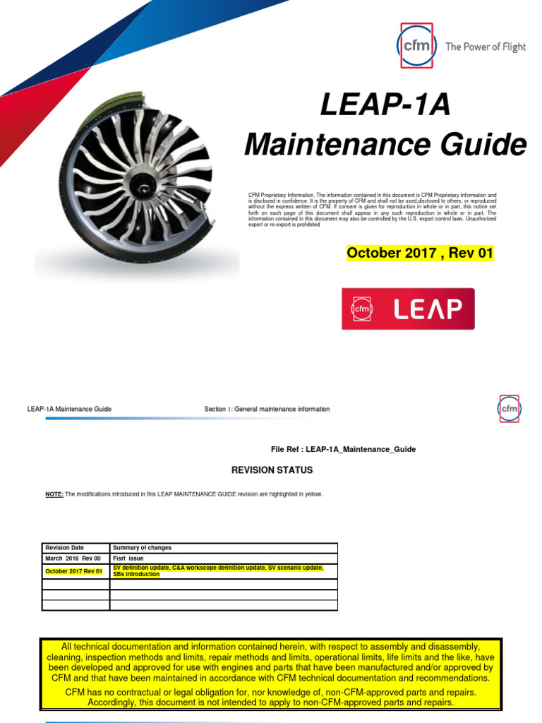 LEAP-1A Maintenance Guide October 2017 Rev01 | PDF | Turbine | Mechanical Engineering