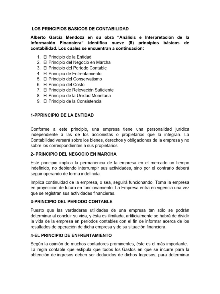 LOS PRINCIPIOS BASICOS DE CONTABILIDAD | PDF | Contabilidad | Negocios económicos