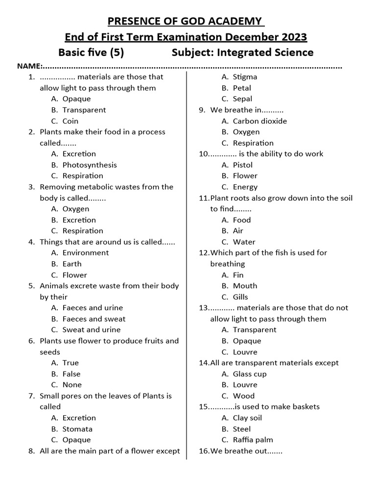 Int. Science Basic Five | PDF | Excretion | Plants