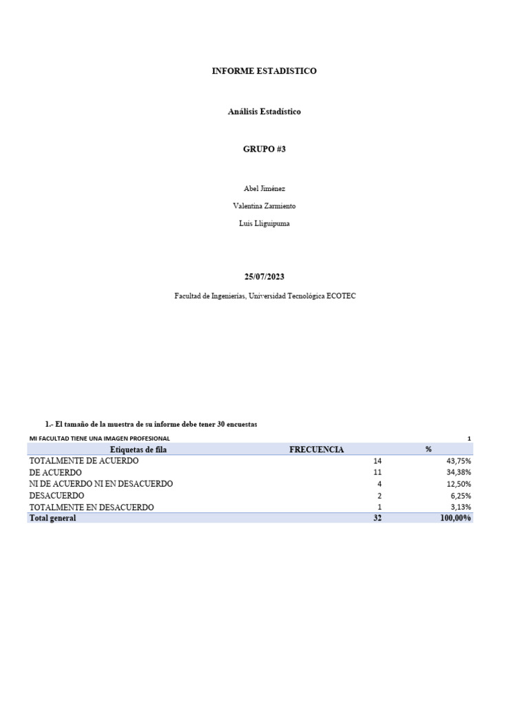 Informe Estadistico 2 | PDF
