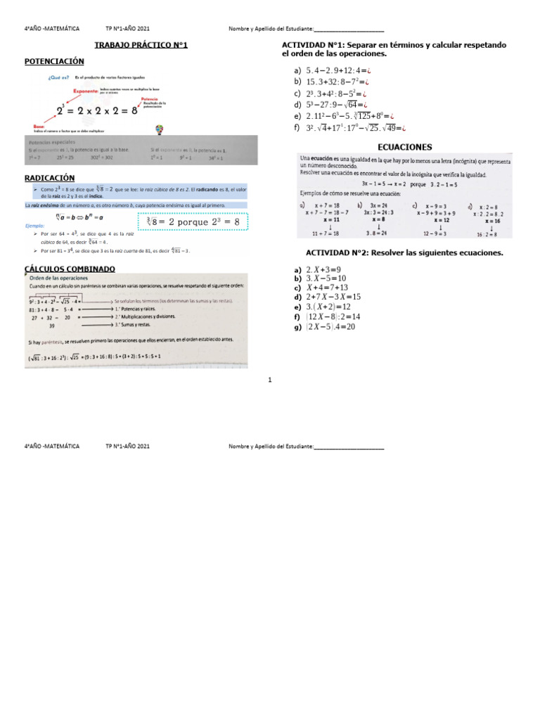 4°año-Matematica-Tp N°2 | PDF